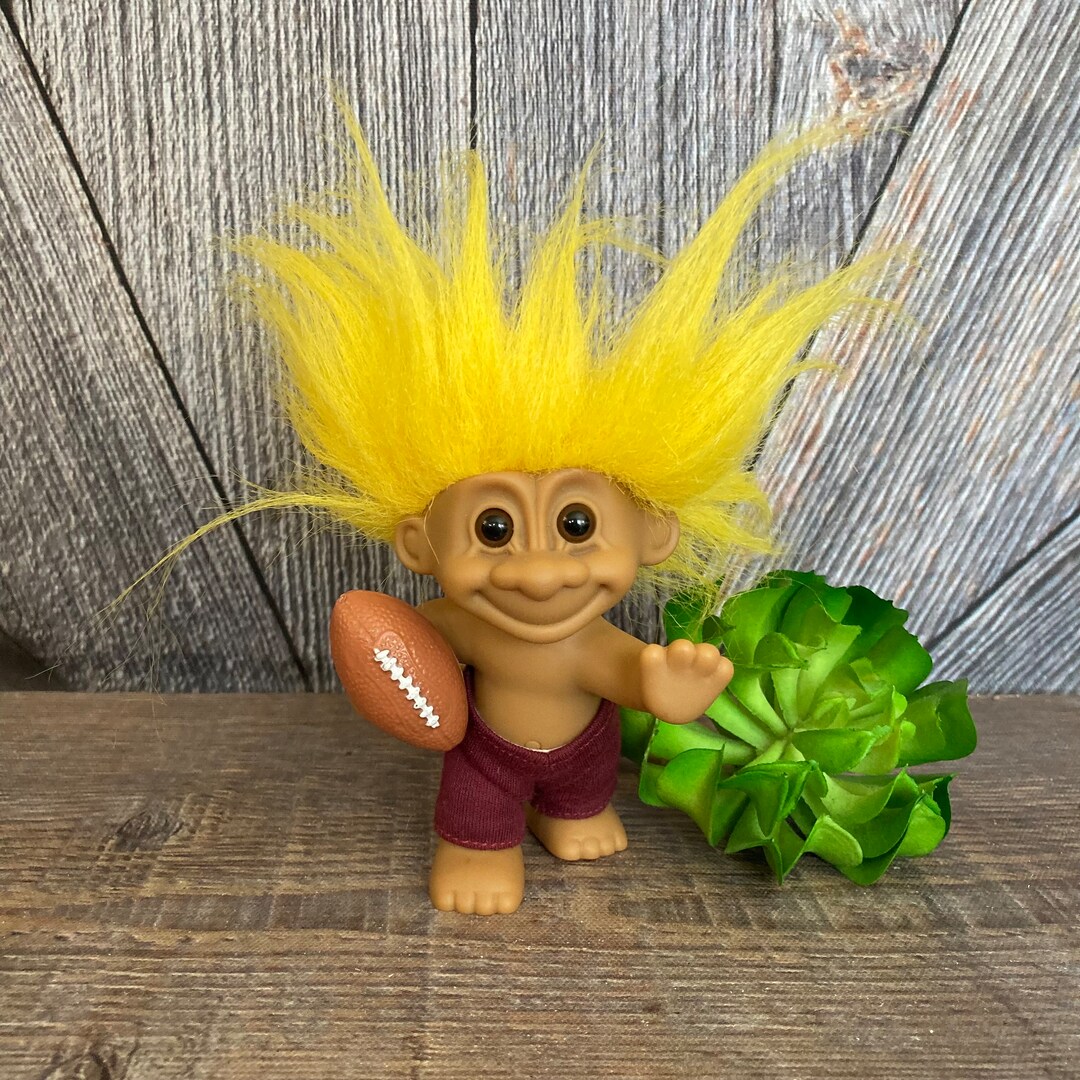 Vintage Troll Doll {football Player With Yellow Hair} Russ Berrie {5 ...