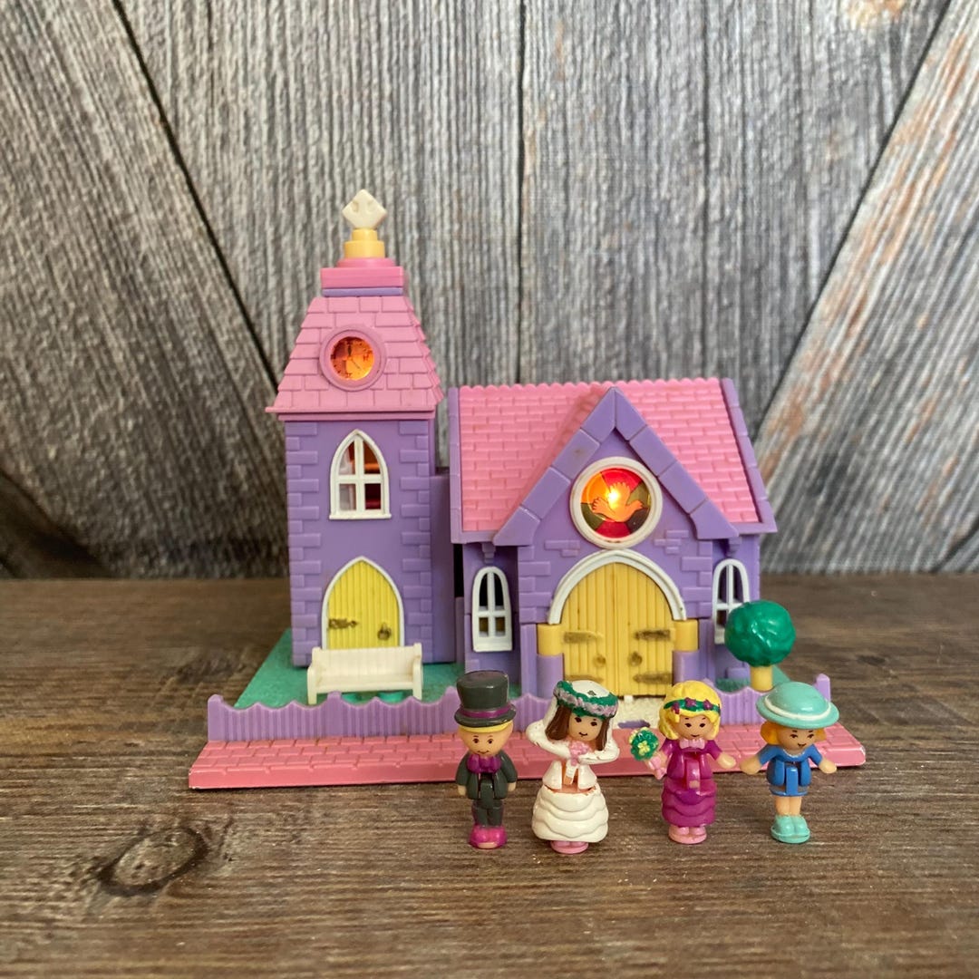 Vintage Polly Pocket Wedding Chapel Church Pollyville Compact Polly ...