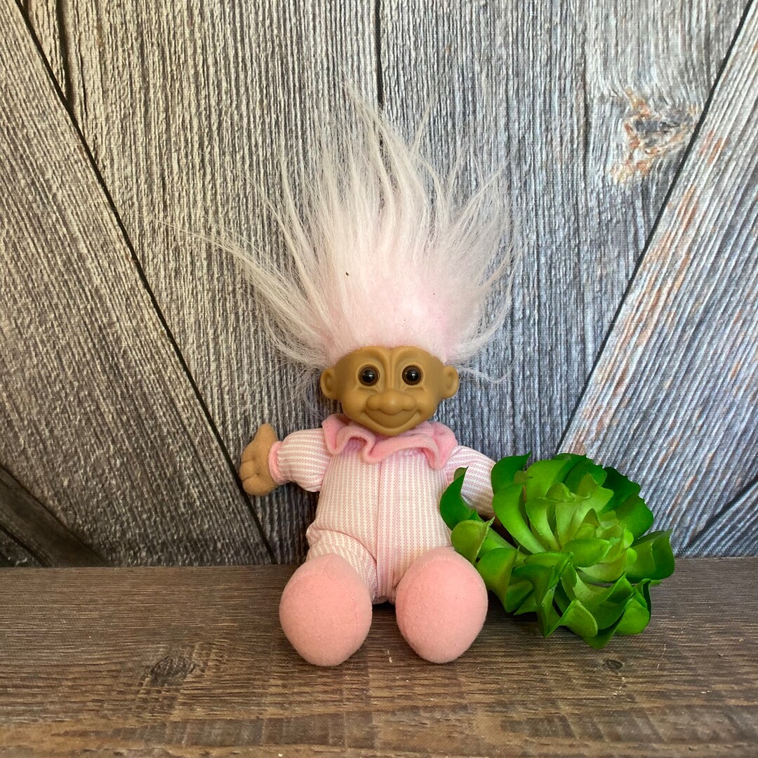 Vintage Girl Troll Doll {pink Striped Pajama Troll Pink Hair} Russ ...