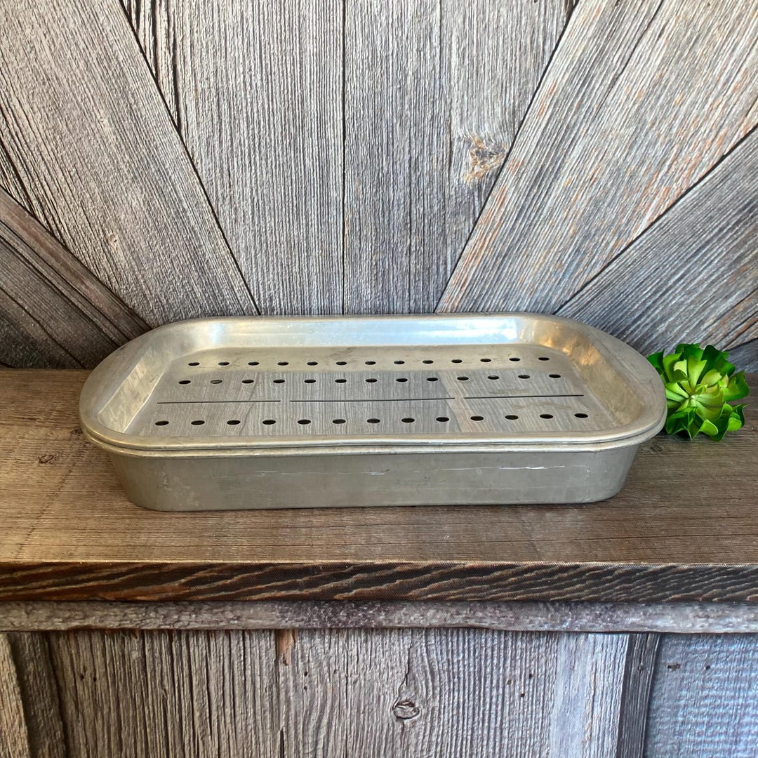 Vintage Aluminum Pan, Bake and Broil Pan Insert for Fish, Roasting Pan ...
