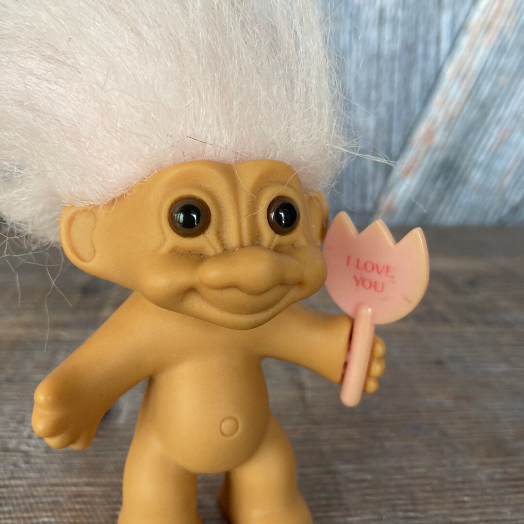 Vintage Easter Troll Doll {I Love You Pink Hair} Russ Berrie {3 Inch ...