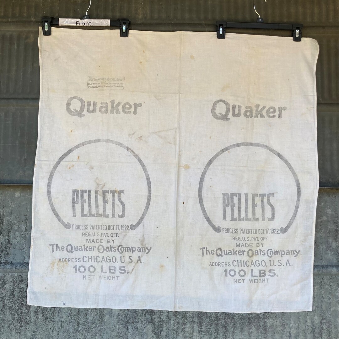 Vintage Quaker Oats Company Pellets Chicago Ill Cotton Muslin Sack ...