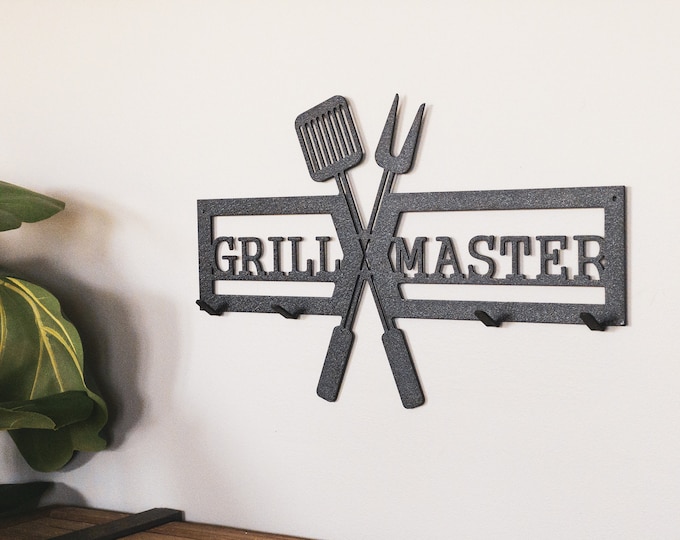 Grill Master Metal Utensil Holder - Grill Master Metal Sign - Grill ...