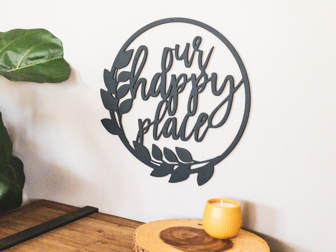 Our Happy Place Wreath Happy Place Sign Metal Wreath Porch Patio Deck ...