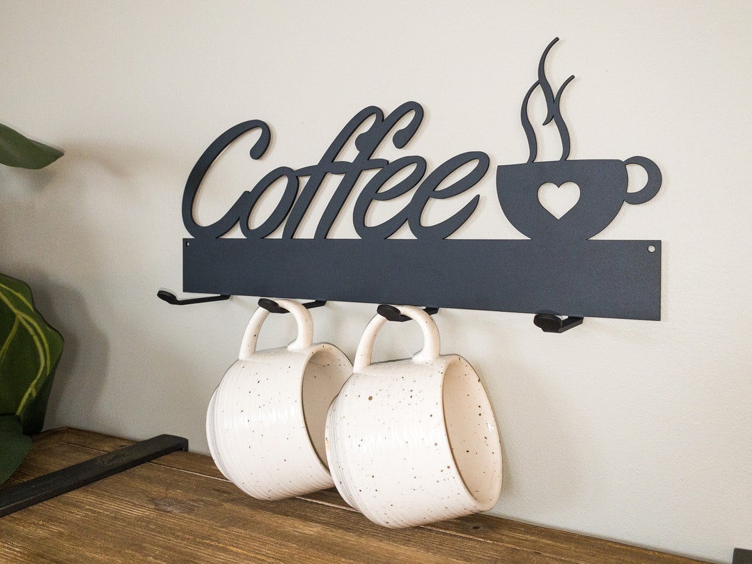 Metal Coffee Mug Holder Coffee Bar Decor Mug Rack Coffee Sign for ...
