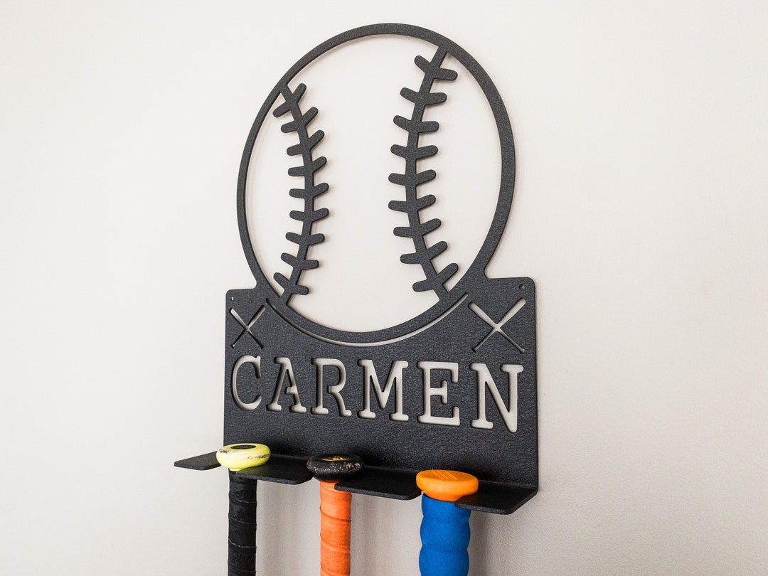 Custom Baseball Bat Holder Wall Mount Bat Organizer Metal Personalized ...