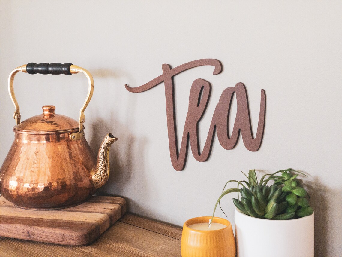 Tea Sign Metal Tea Sign Script Font Tea Sign Cursive Tea - Etsy
