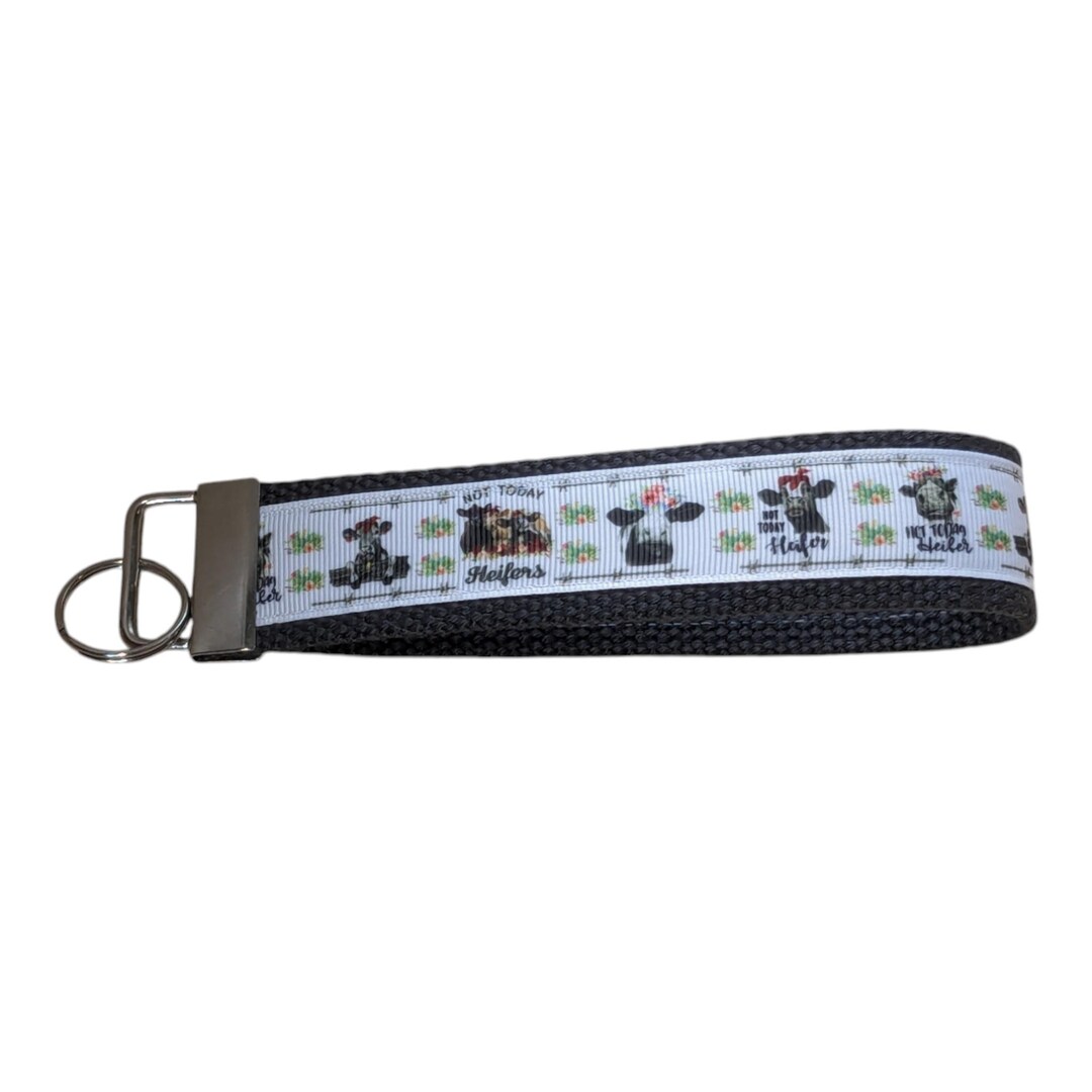Cow Keychain Wristlet, Not Today Heifer Handmade Boho Accessory, Key ...