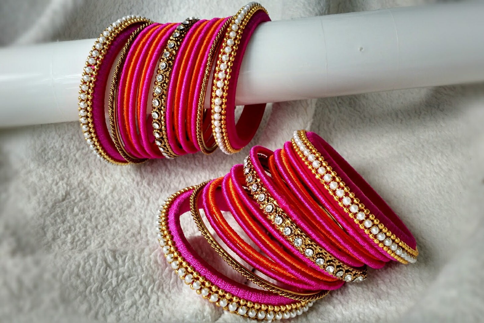 Buy Indian Silk Thread Jewelry Set 30 Handmade Lehanga Bangles Online ...