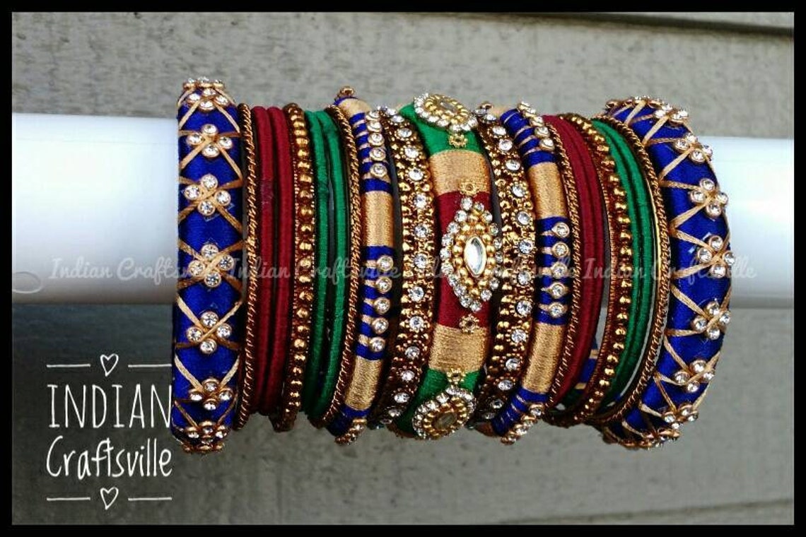 Indian Silk Thread Bangle Set 42 Bangles for Both Hands - Etsy