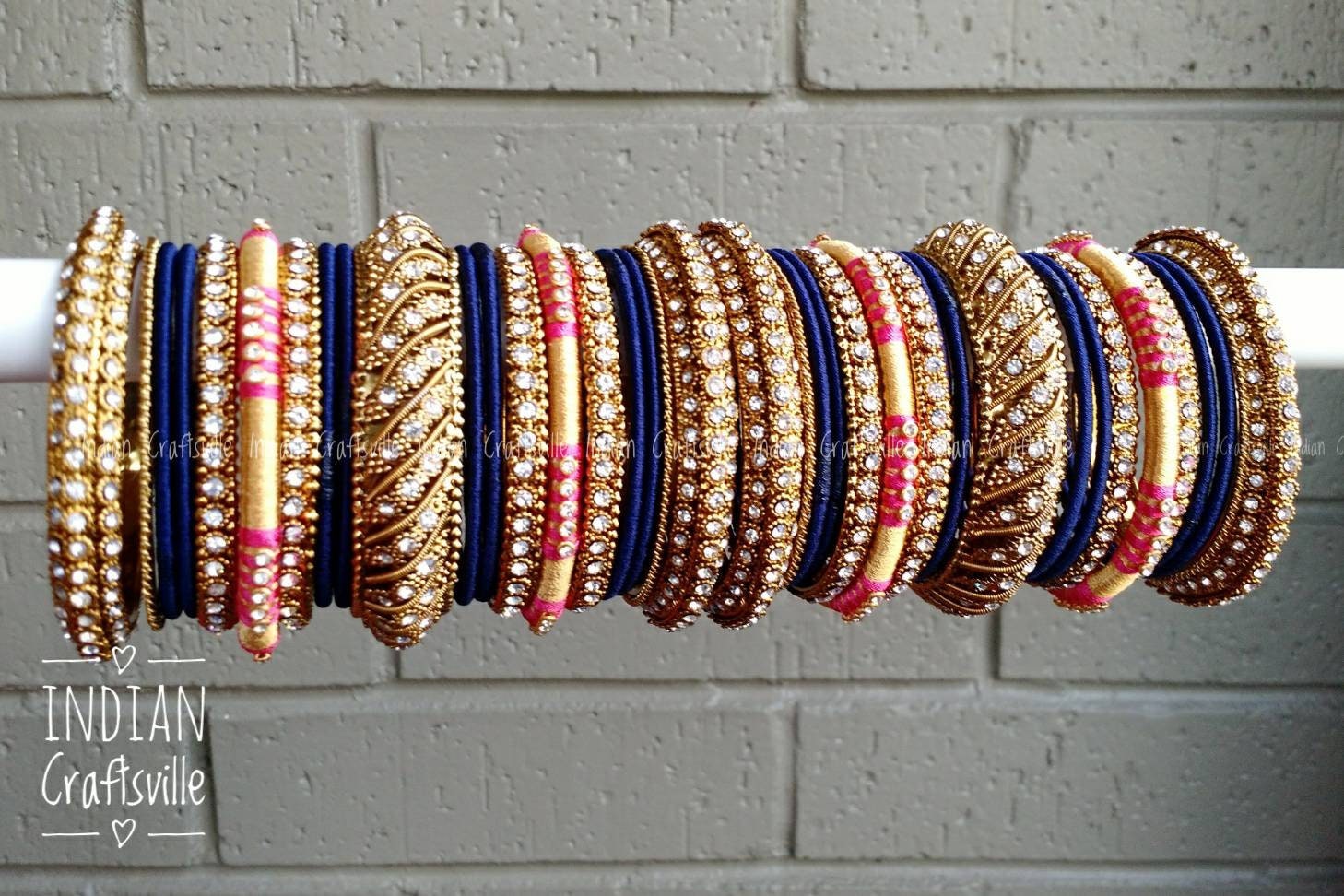 Silk Thread Bangle Set of 38 Indian Handmade Bridal Gold | Etsy