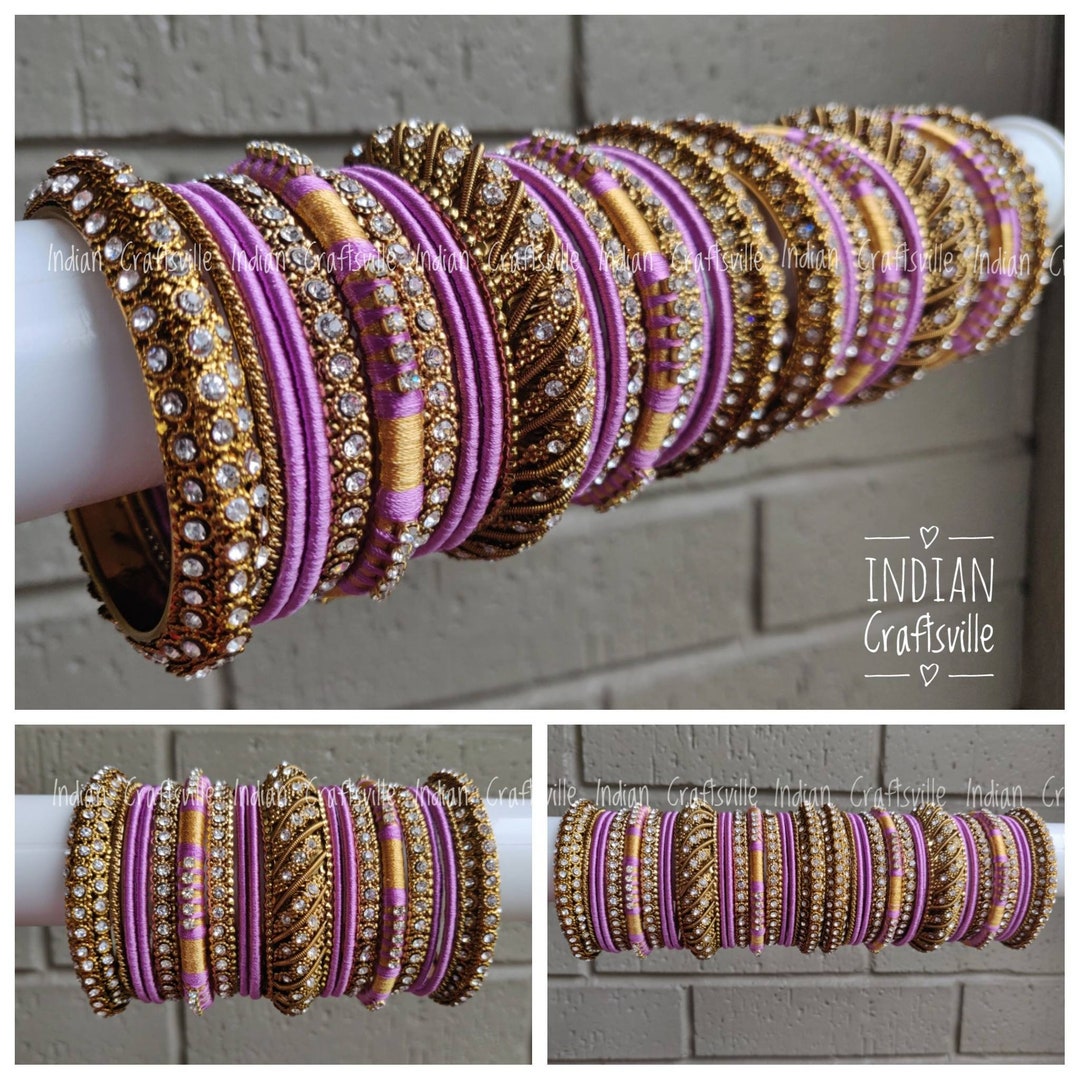 Silk Thread Bangles Set of 38 Bangles for Both Hands Asian Indian ...