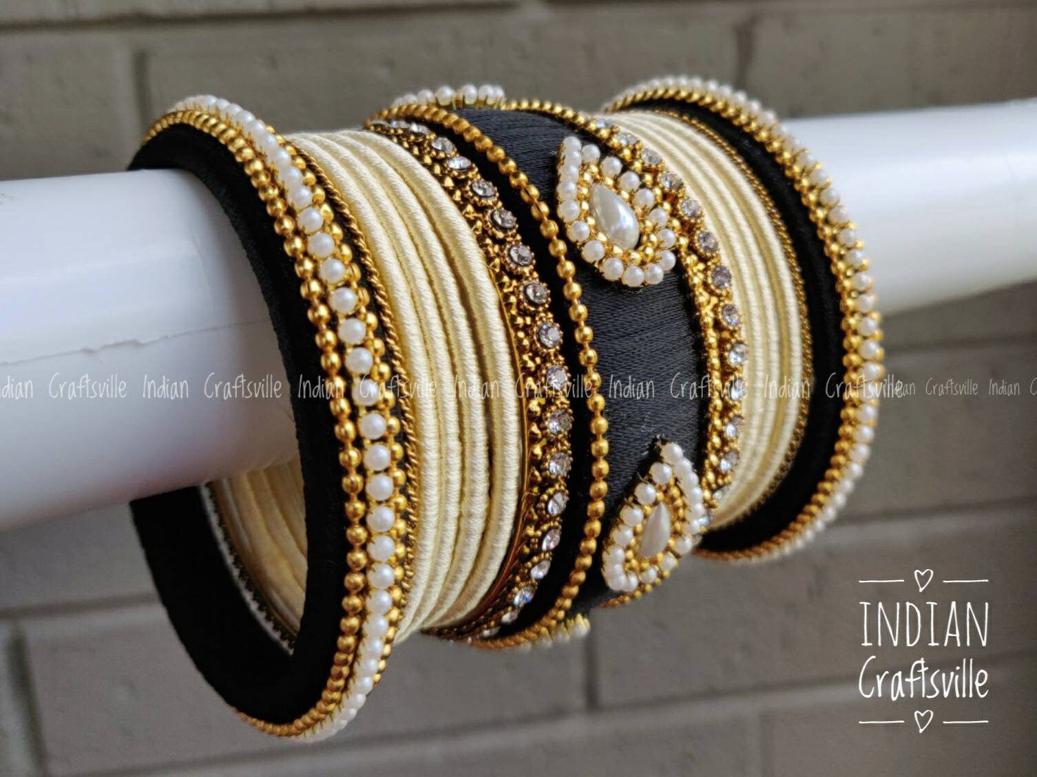 Silk Thread Pearl Bangles Set of 30 Bangles for Both Hands - Etsy