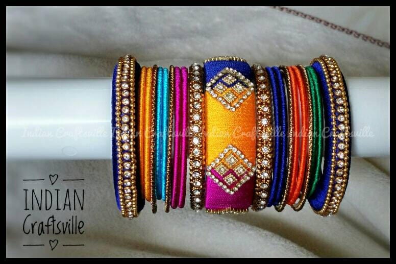 42 Silk Thread Bangles Indian Bridal Wedding Bangles | Etsy