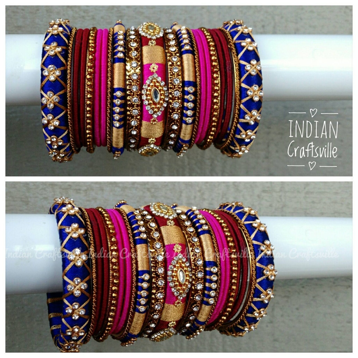 Indian Silk Thread Bangle Set 42 Bangles for Both Hands - Etsy