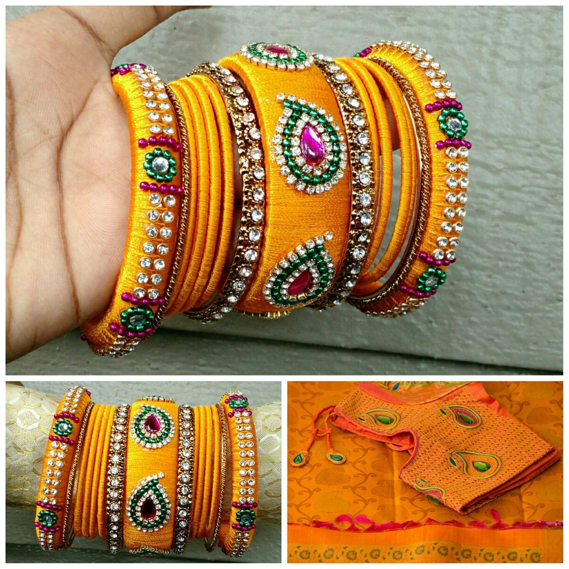 Buy Silk Thread Bangles Golden Yellow Set of 30 Handmade Silk Online in ...