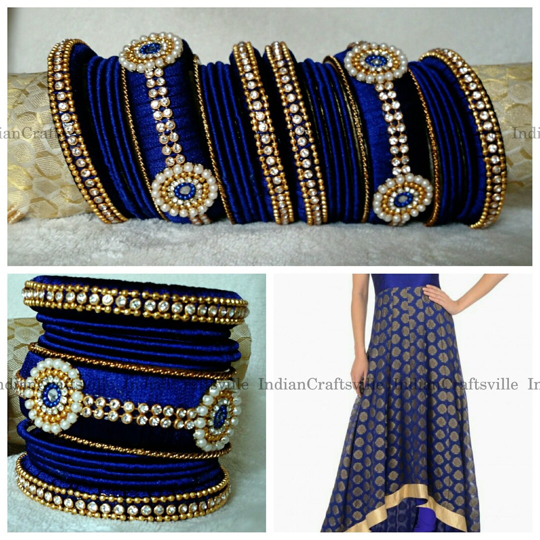 Silk Thread Jewelry DARK BLUE A Set of 26 Handmade Silk Thread Woven ...