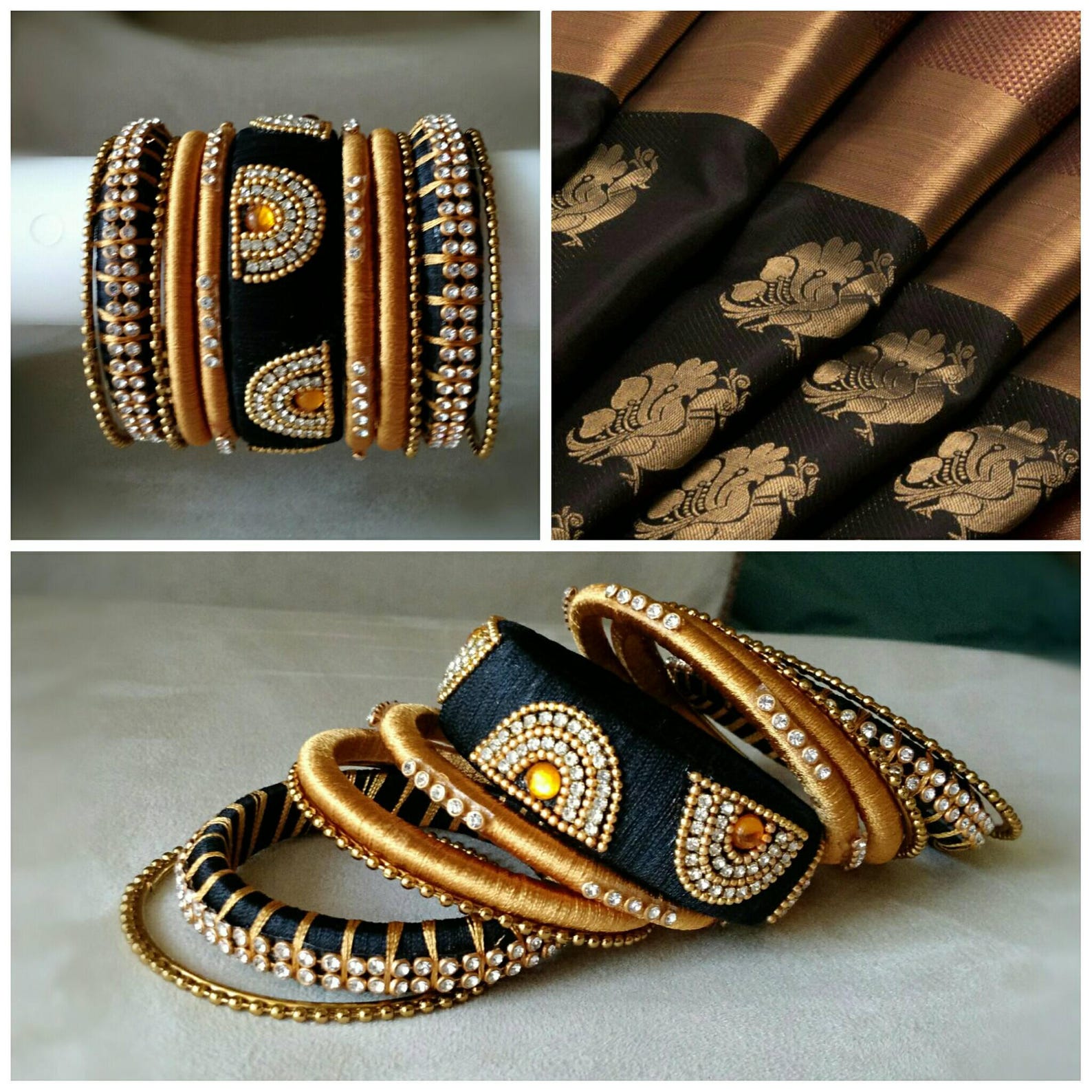 Silk Thread Designer Bangles Onion Pink & Gold Bangles Set | Etsy