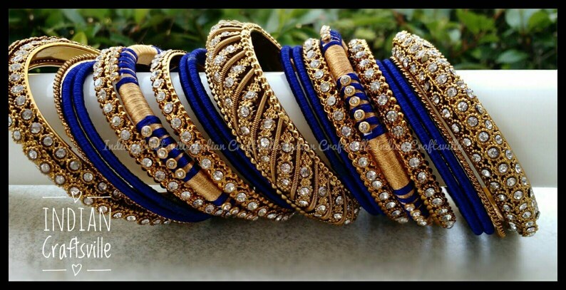 Silk Thread Bangles Set of 38 Gold Bangles Wedding Bangles - Etsy