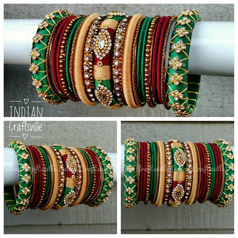 Indian Silk Thread Bangles 42 Bangles for Both Hands - Etsy