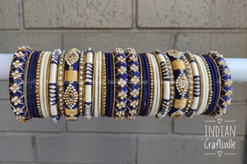 Buy Indian Silk Thread Bangle Set 42 Bangles for Both Hands Online in ...