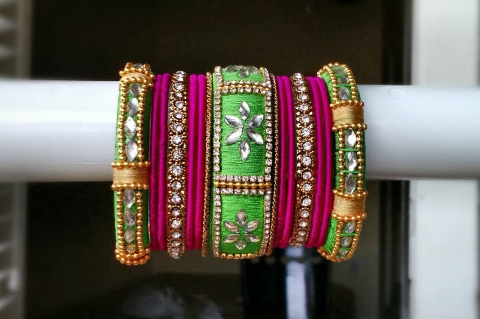 Silk Thread Bangles Indian Handmade Bangle Set of 30 Green - Etsy