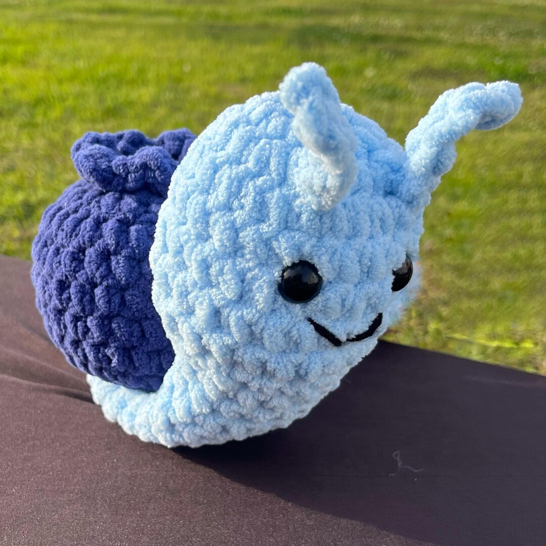 Handmade Blue Snail Plushie With Blueberry-shaped Shell, Unique Stuffed ...