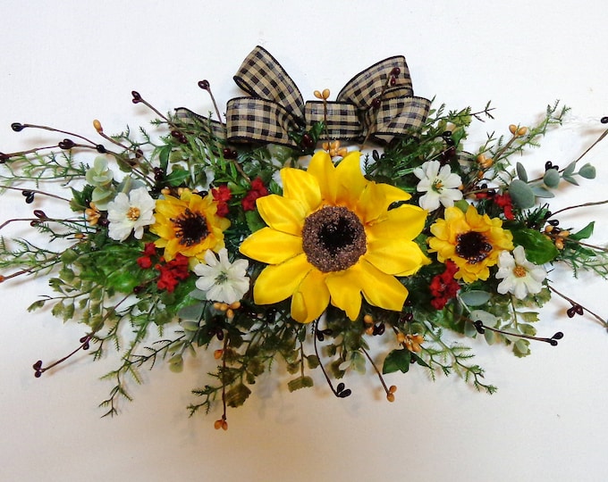 Small Sunflower Floral Swag-farmhouse-country Simple Floral Swag-for ...