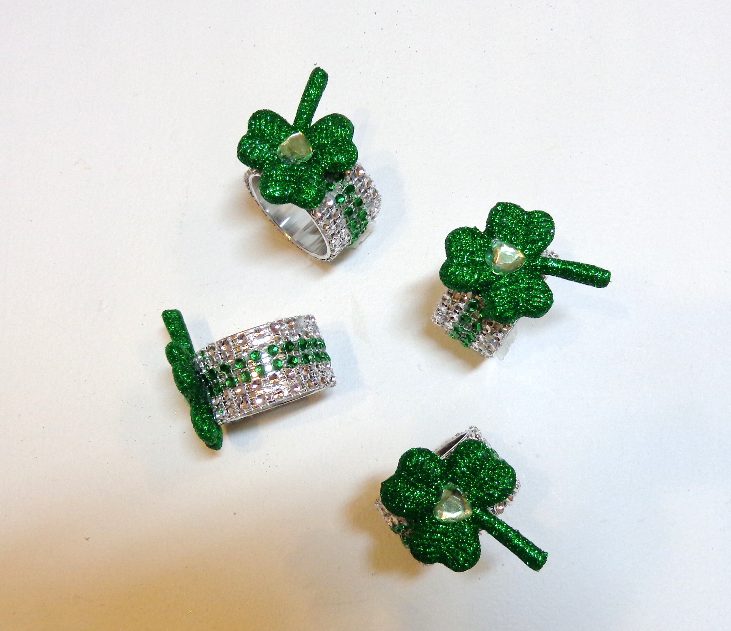 Set of 4 Silver and Green St Patrick's Day Napkin Rings-st | Etsy