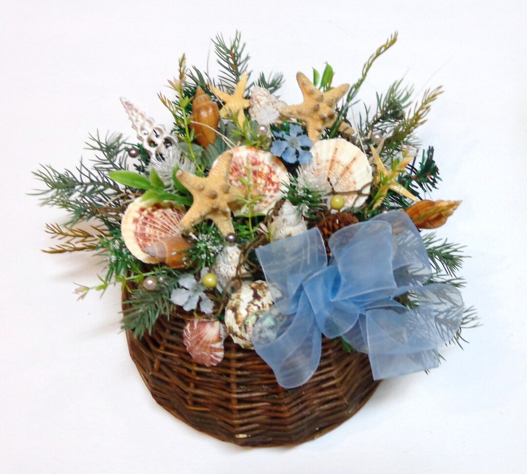 Natural Assorted Seashell Packet Wall Basket-beach House-coastal Sea ...