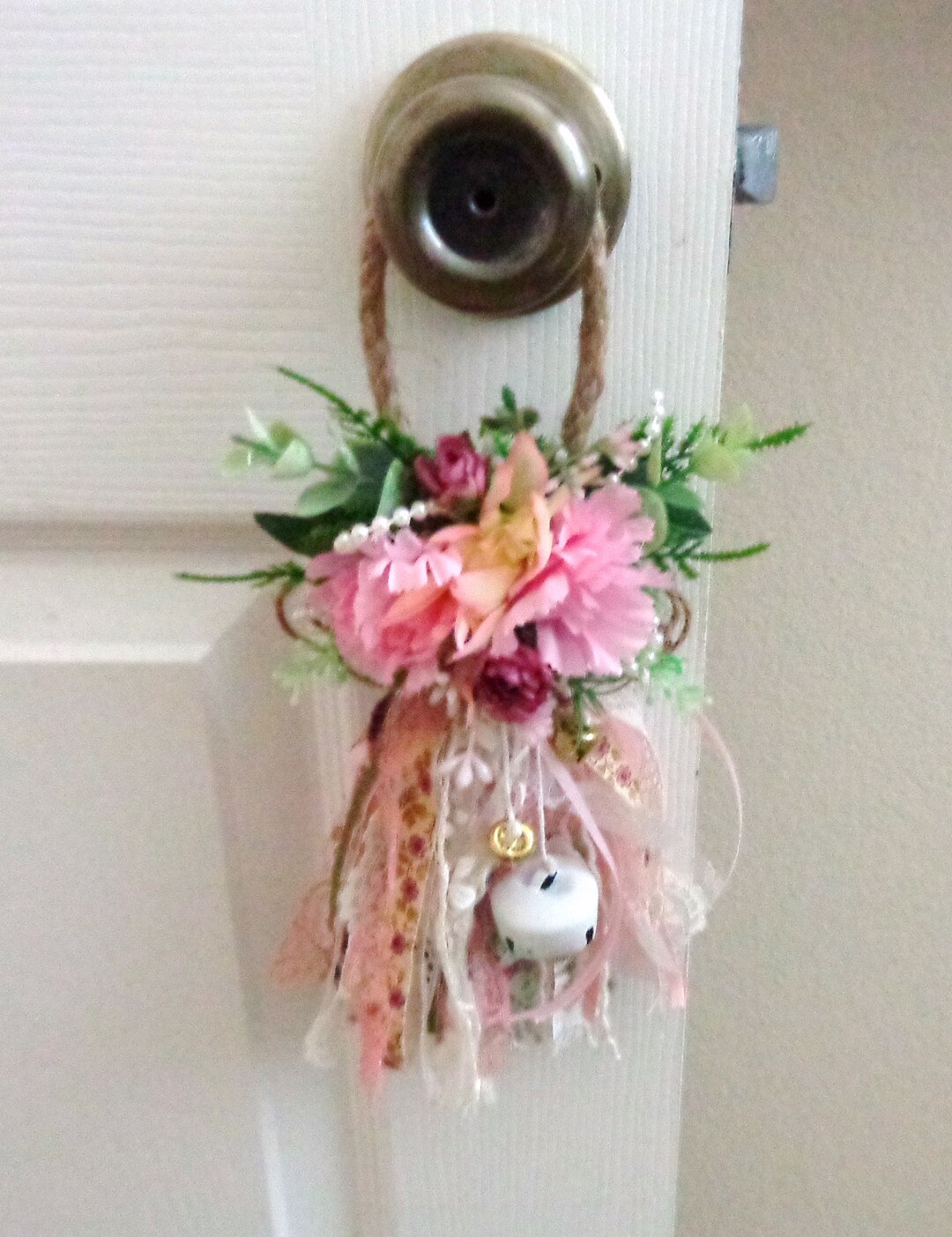 Door Knob Hanger Rag Fabric Tassel Floral Doorknob Hanger-farmhouse ...