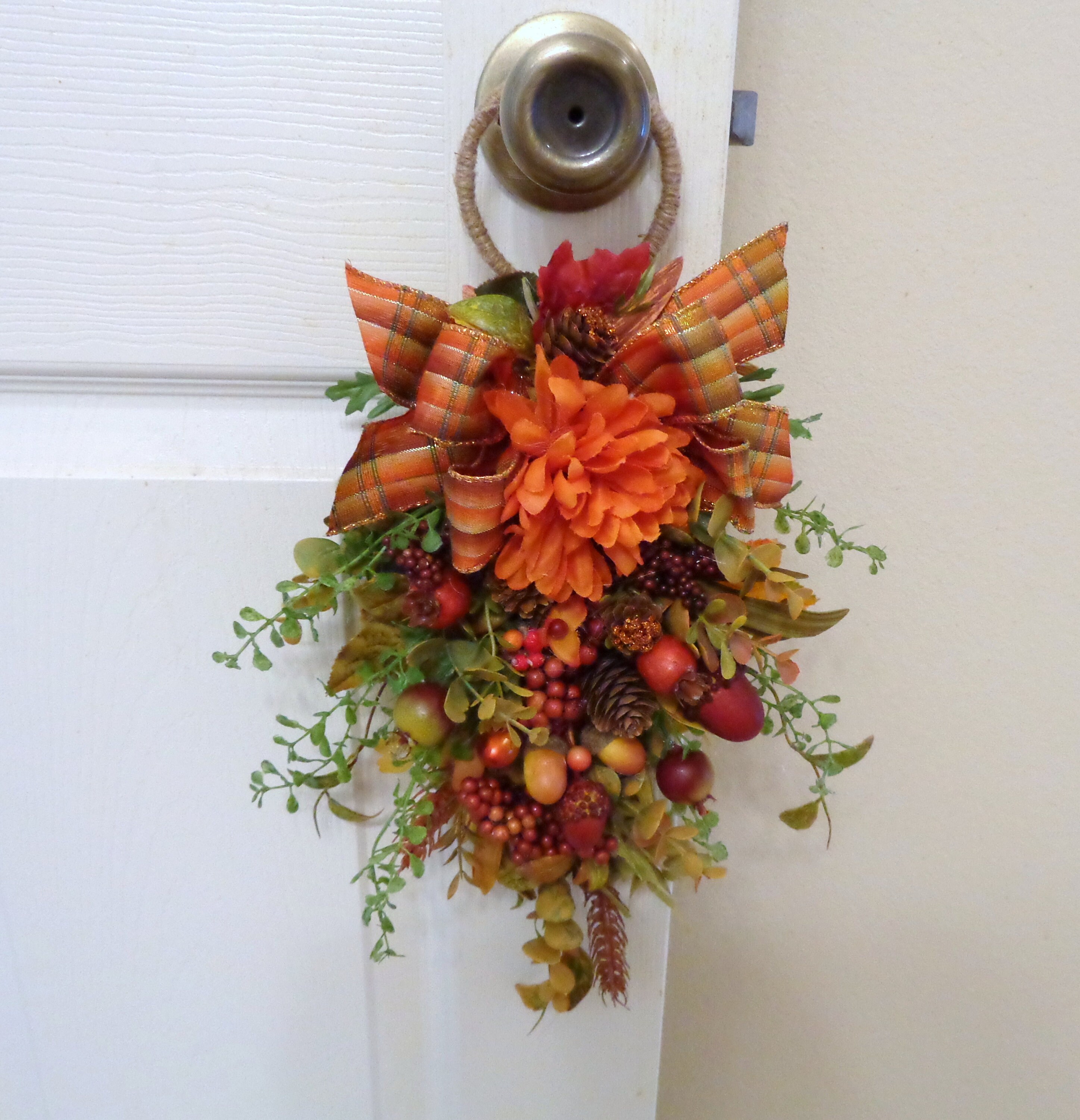 Farmhouse Country Doorknob Fall Hanger Vertical Floral - Etsy