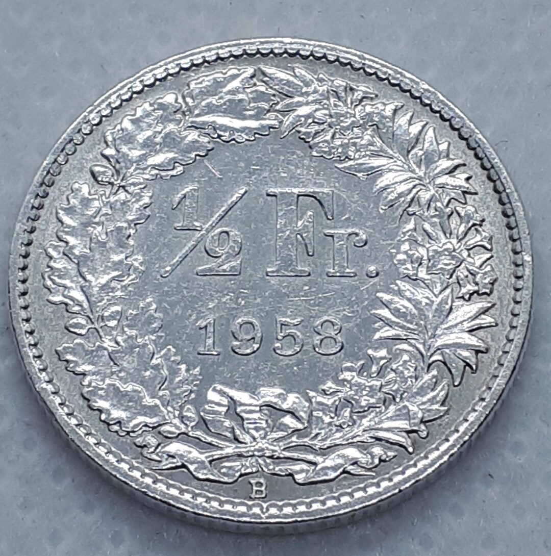 1/2 Franc / Franken / Franco 1958. Switzerland Silver Coin Original ...