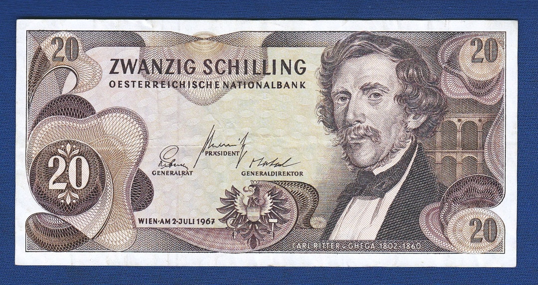 20 Schilling 1967. Zwanzig Schilling, Austria Notes, Osterreichische ...