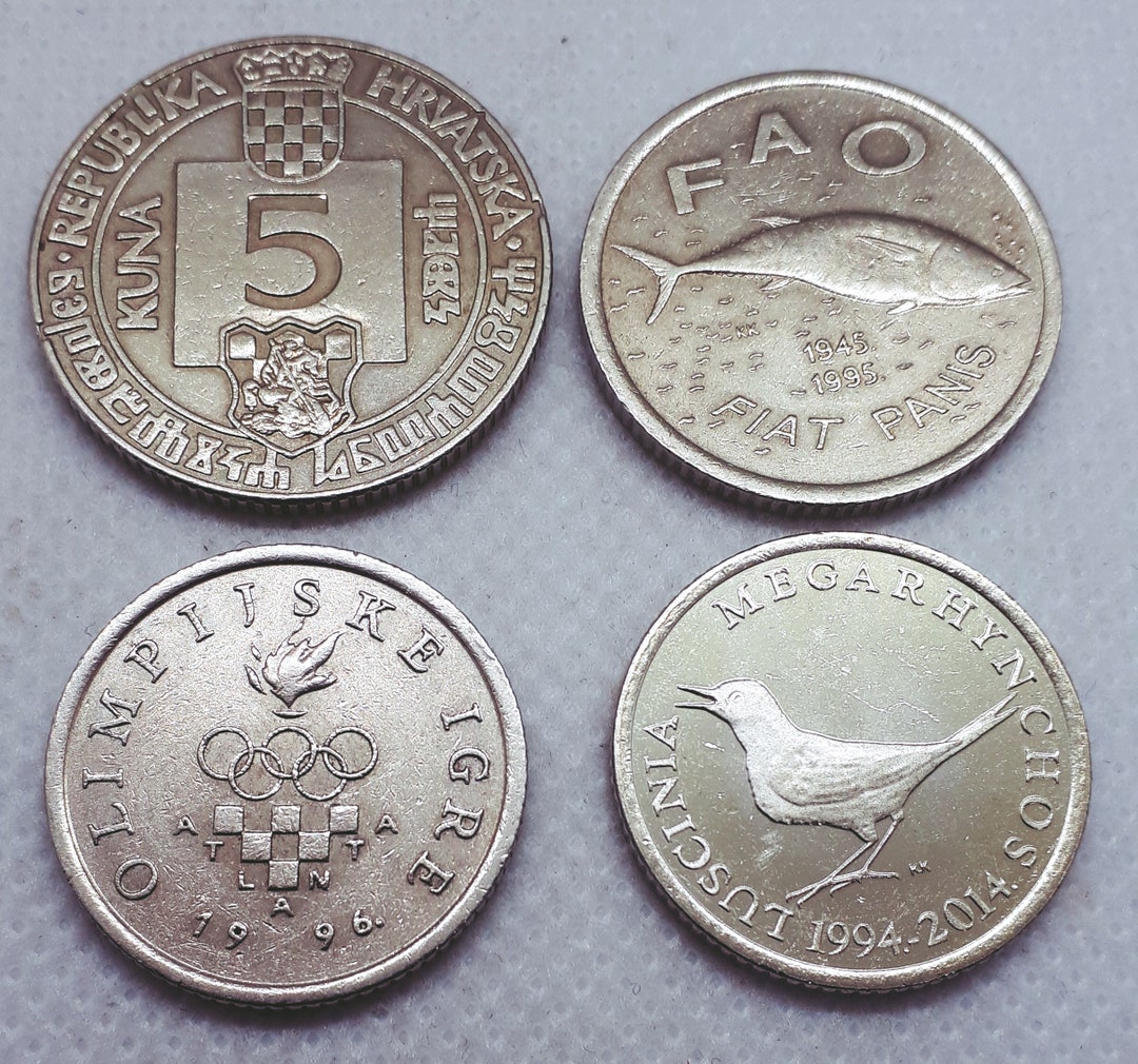Commemorative Coins in Croatia, 5 Kuna + 2 Kune + 1 Kuna - 4 Pcs ...