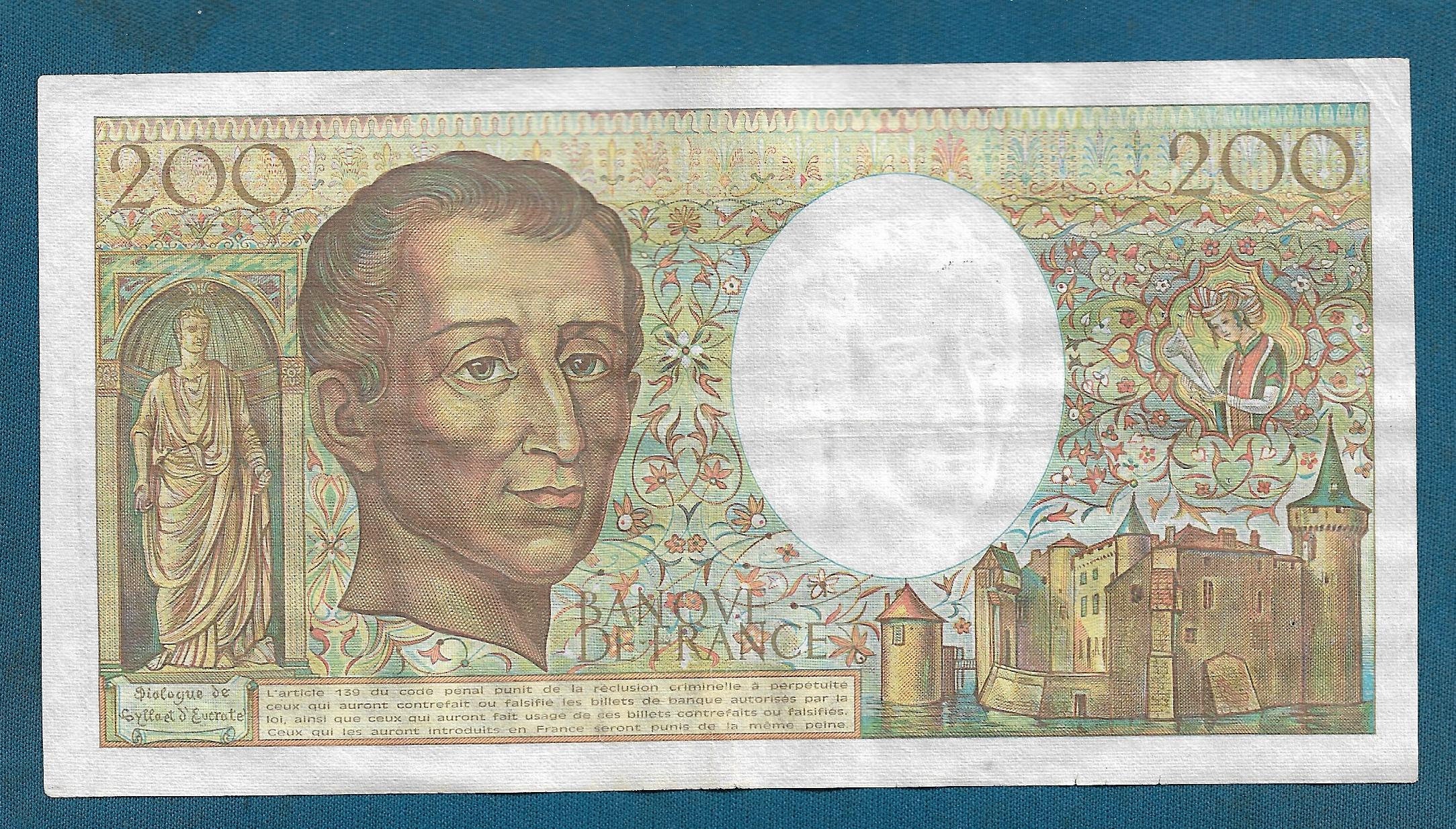 200 Franken 1984. Frankreich-Banknoten, Devx-Cent-Franken, Original ...