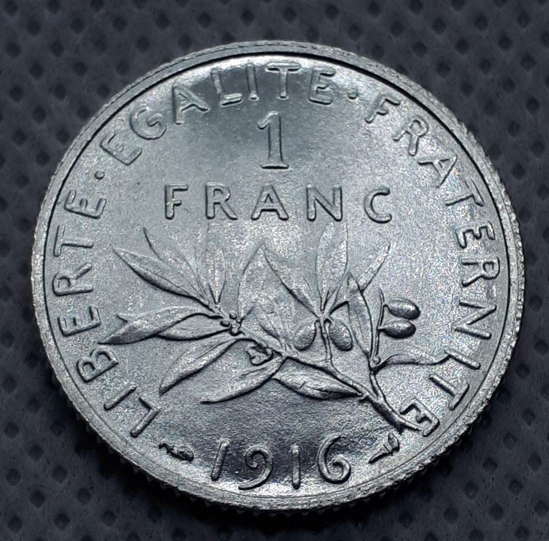 1 Franc 1916. France Silver Coin, REPUBLIQUE FRANÇAISE - Original ...