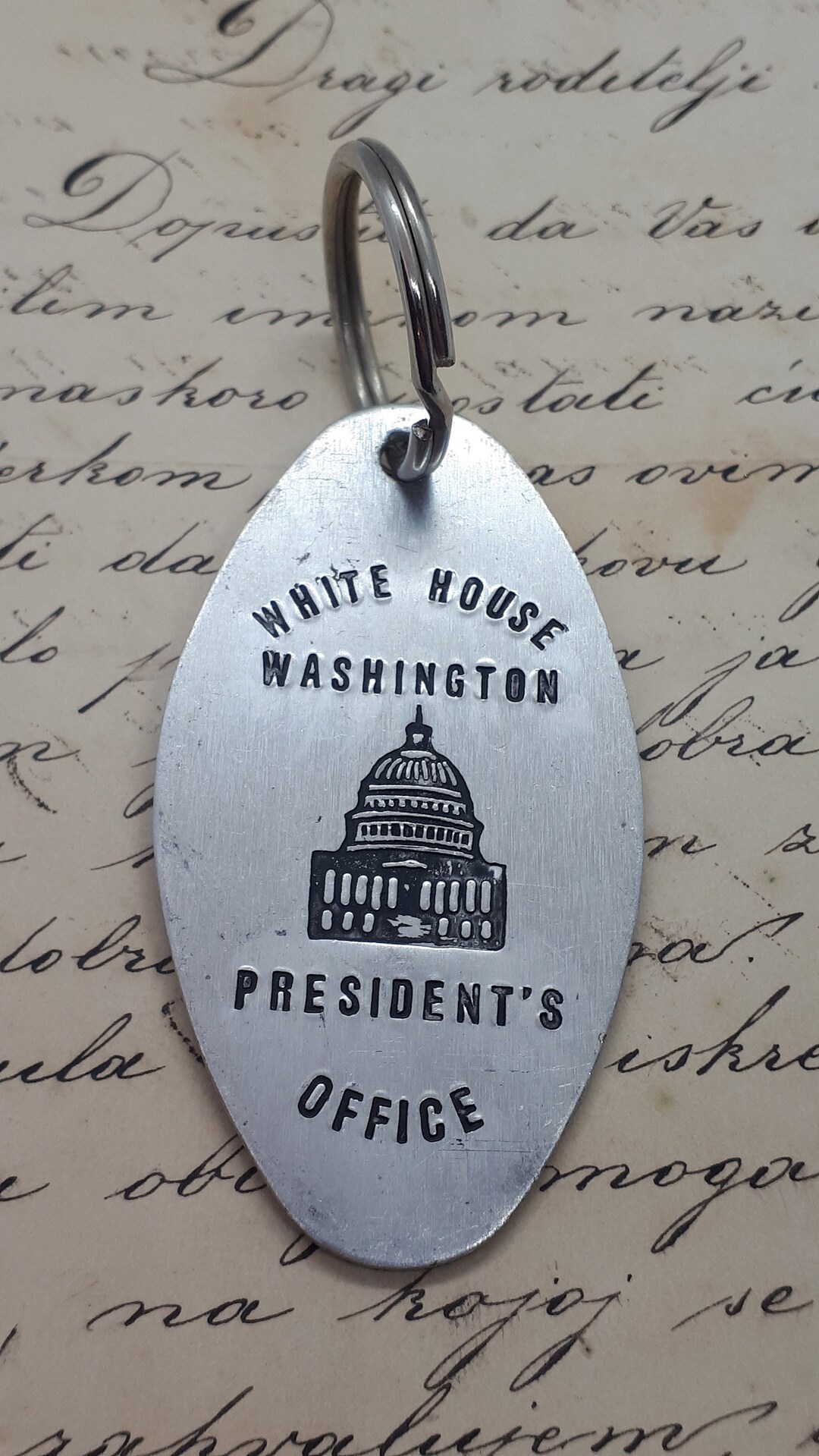 White House - Washington, President,s Office, Vintage Metal Keychains ...