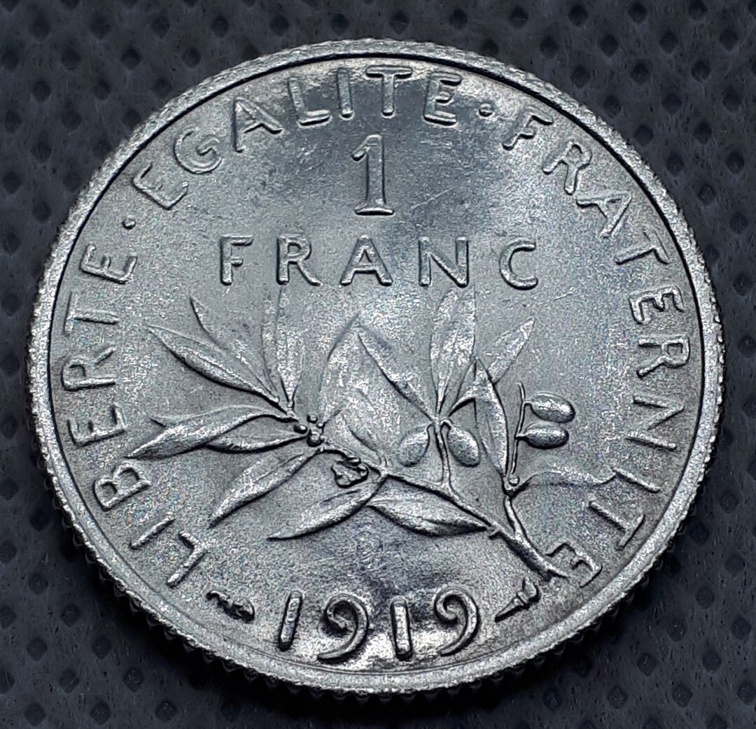 1 Franc 1919. France Silver Coin, REPUBLIQUE FRANÇAISE - Original ...
