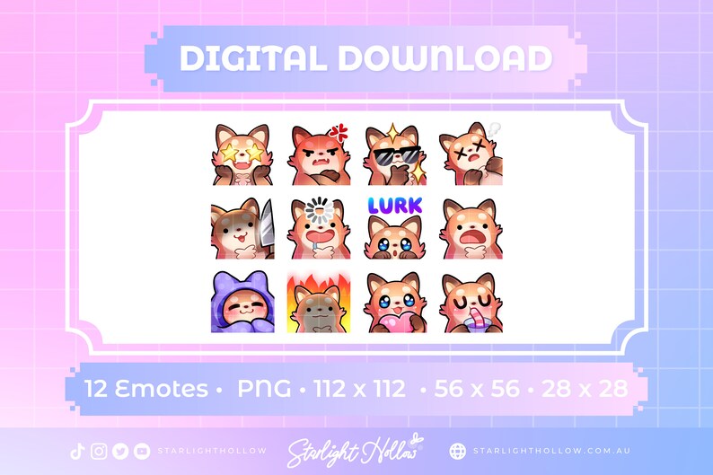 Cute Fox Emotes Pre-made Emote Instant Digital Download - Etsy