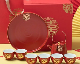 Red Chinese Tea Set - Etsy