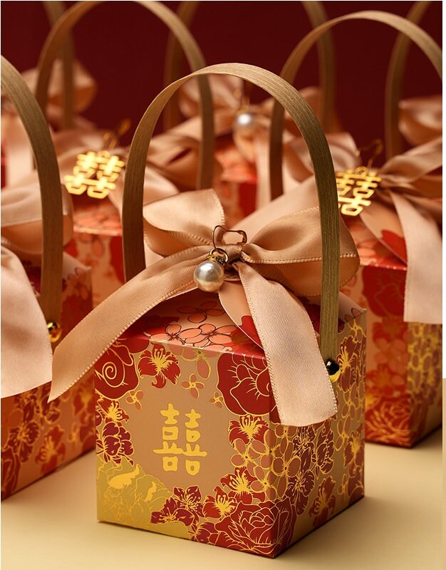 2pcs Boxes Chinese Wooden Gift Box Wedding Sweet Candy Words Portable ...