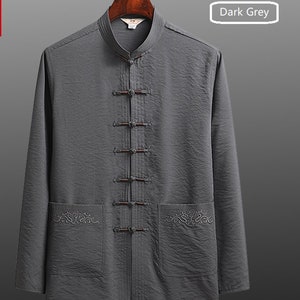 Mens Asian Chinese Mandarin Collar Frog Buttons Manchu Tang Shirt ...