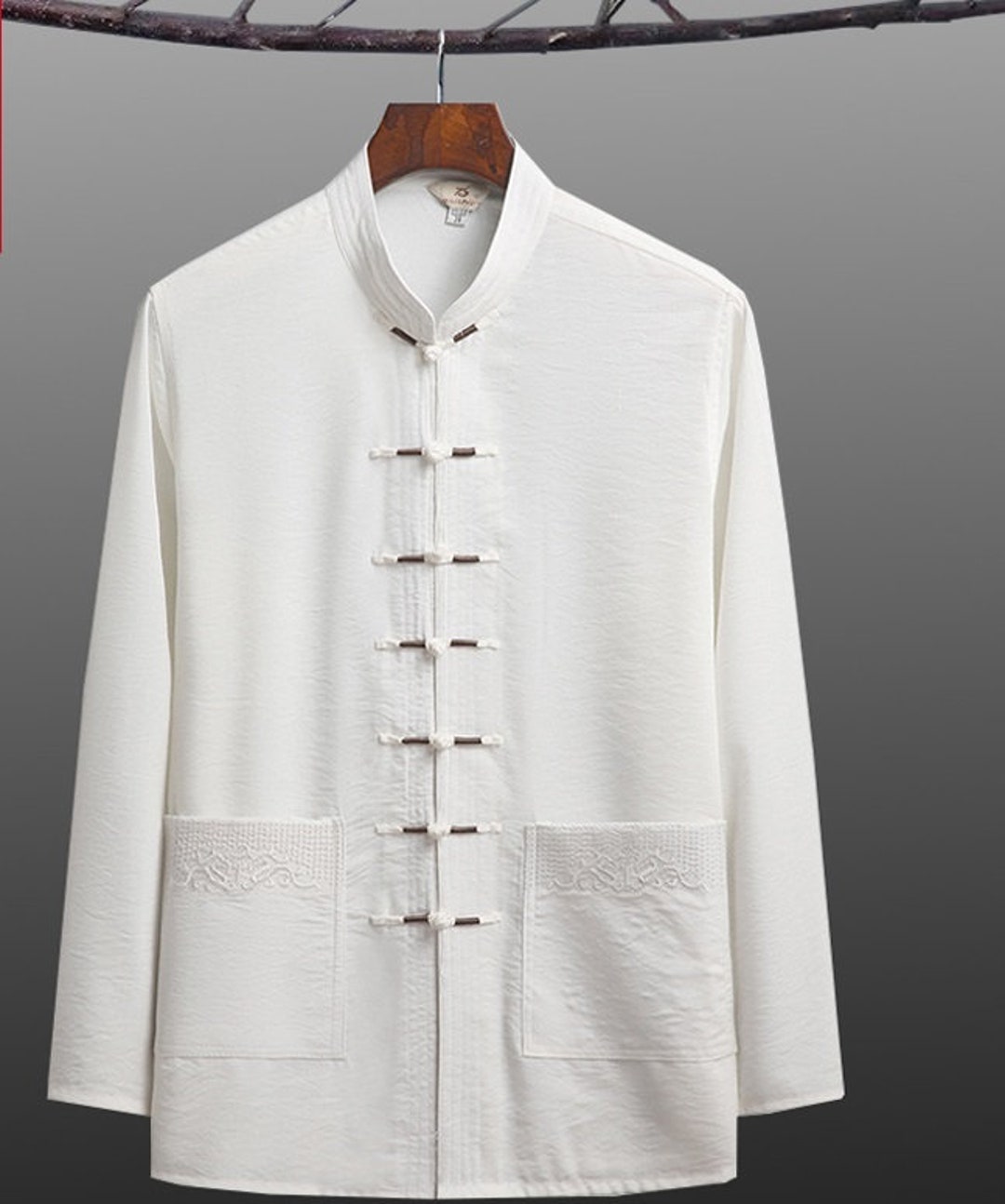 Mens Asian Chinese Mandarin Collar Frog Buttons Manchu Tang Shirt ...