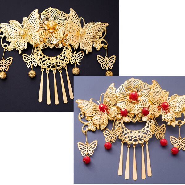 Chinese Bride Gold Hairpiece - Etsy