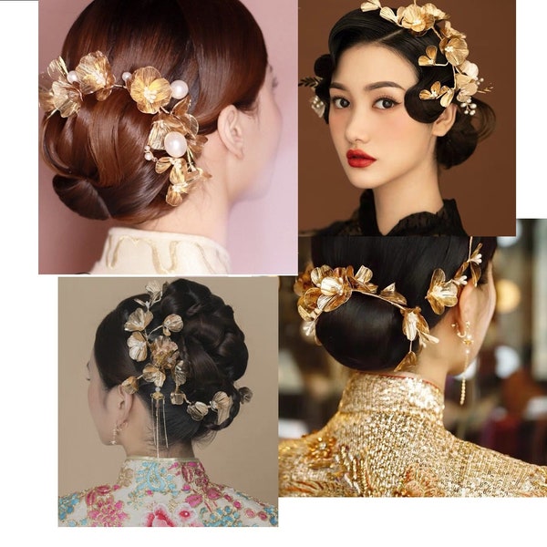 Chinese Bride Gold Hairpiece - Etsy