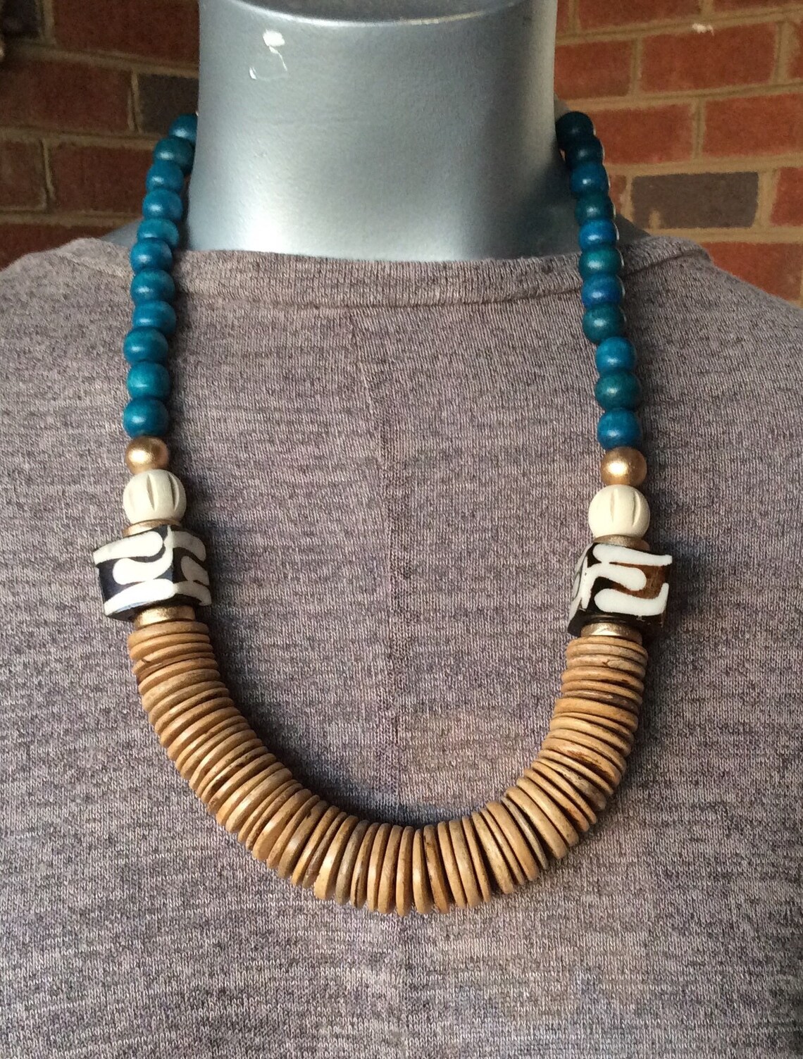 Square Bone Bead Necklace - Etsy