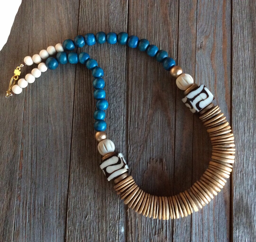 Square Bone Bead Necklace - Etsy
