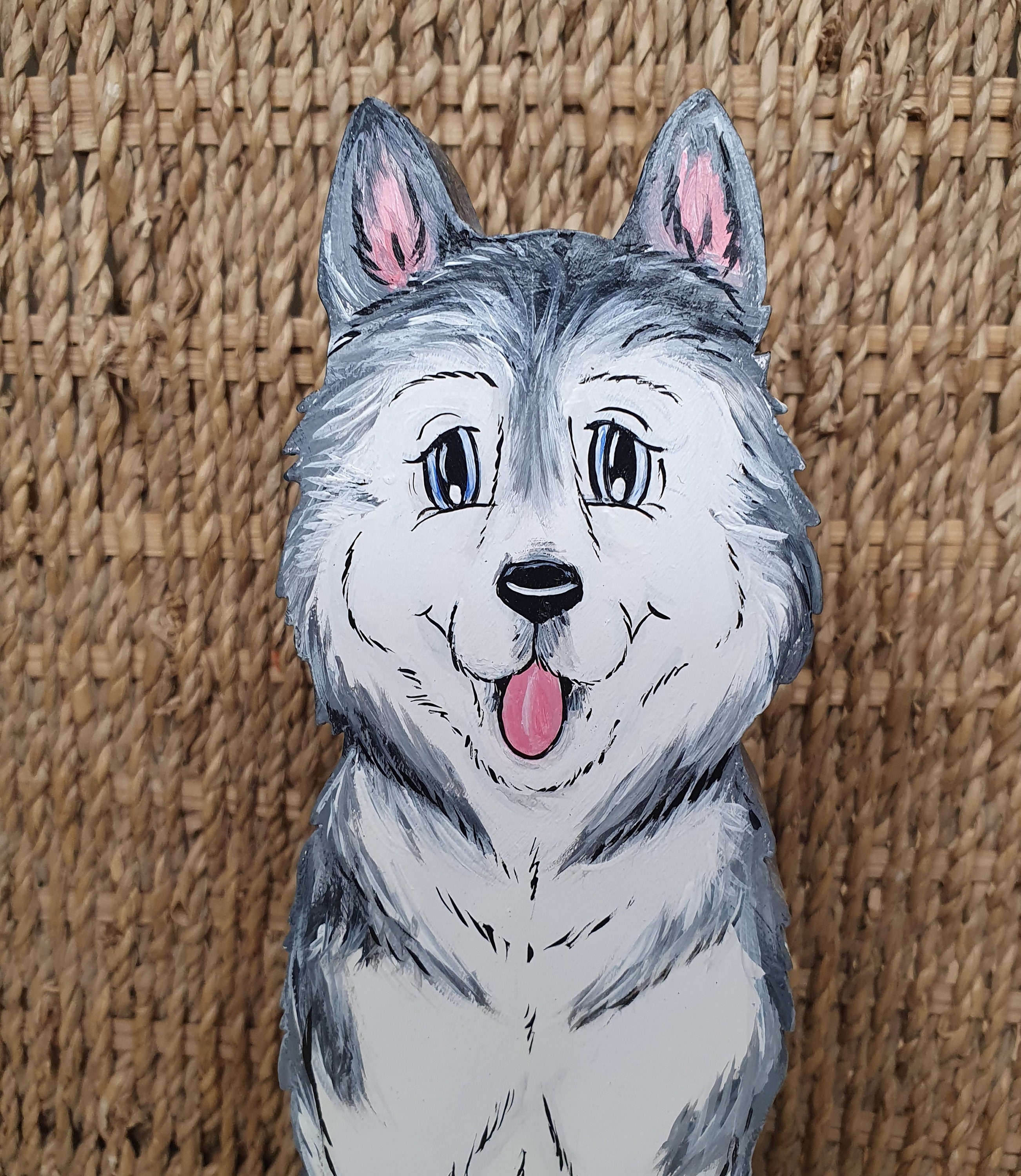 Husky Wooden Husky Husky Figure Dog Portrait Handpainted Wooden Dog Dog ...