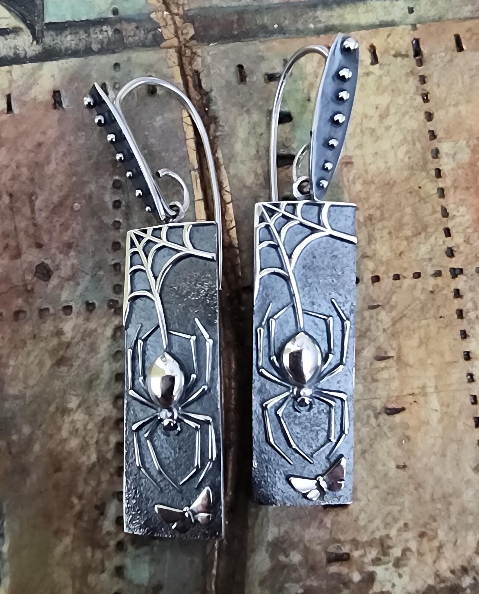 These Oxidized Sterling Silver Spiders and Webs With Matching Ear Wires ...